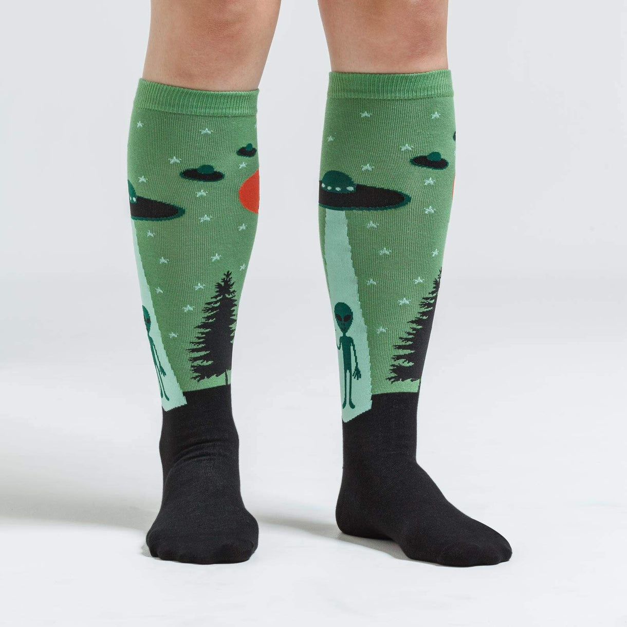 I Believe | Knee High Socks | Green Alien Socks for Women – Sock It to Me