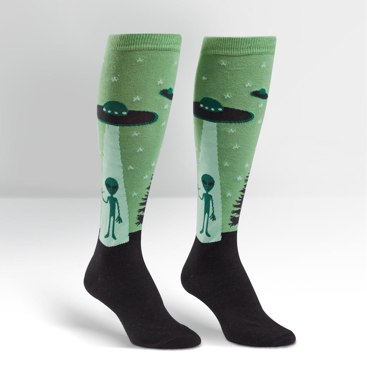 I Believe | Knee High Socks | Green Alien Socks for Women – Sock It to Me