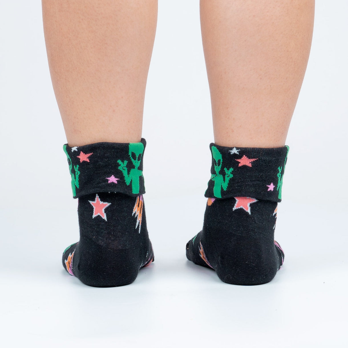 Far Out | Turn Cuff Crew Socks | Alien Socks – Sock It to Me