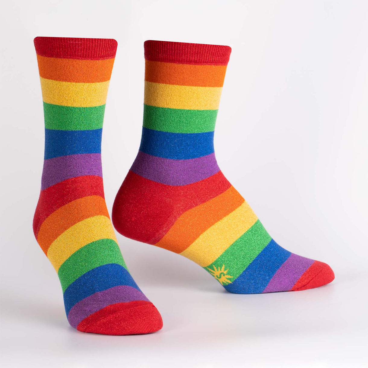 Radiant Rainbow | Crew Socks | Striped Shimmer Socks – Sock It to Me