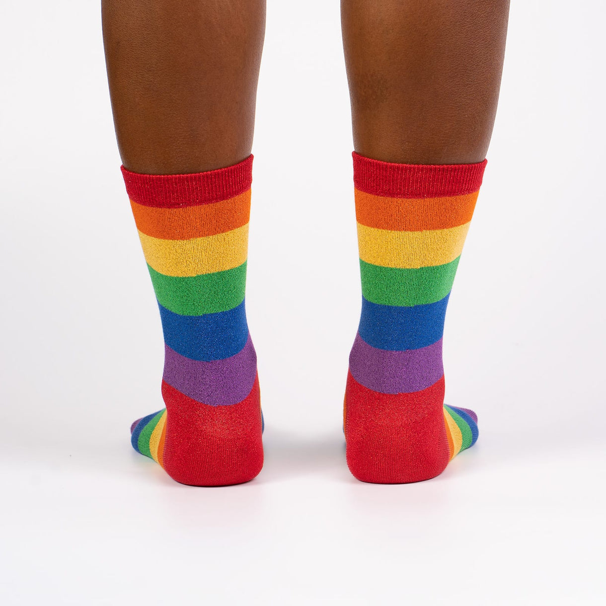 Radiant Rainbow | Crew Socks | Striped Shimmer Socks – Sock It to Me