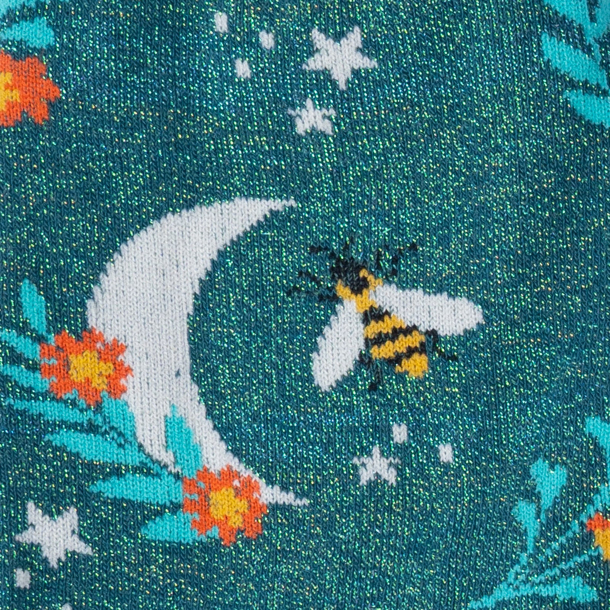 Bee Dazzling | Honeybee Flower Crew Socks - Green | Women's – Sock It to Me