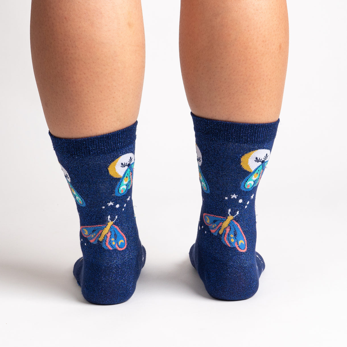 Moonlit Moth | Insect Crew Socks - Blue | Women's – Sock It to Me