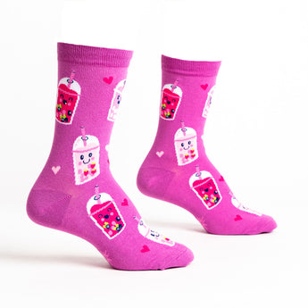 Bubbly Tea | Pink Boba Crew Socks | Women's – Sock It to Me