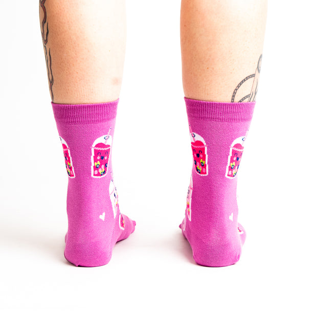 Bubbly Tea | Pink Boba Crew Socks | Women's – Sock It to Me