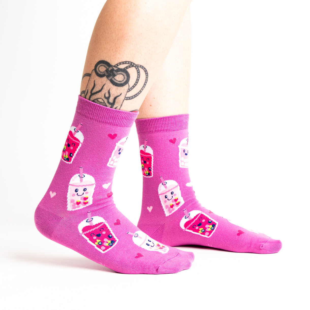 Bubbly Tea | Pink Boba Crew Socks | Women's – Sock It to Me